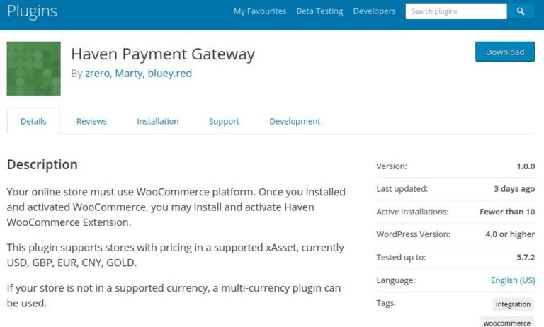 Haven WooCommerce Plugin ist offiziell verfügbar – $XHV