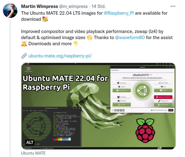 Ubuntu MATE 22.04 LTS für Raspberry Pi ist da / 32-Bit und 64-Bit