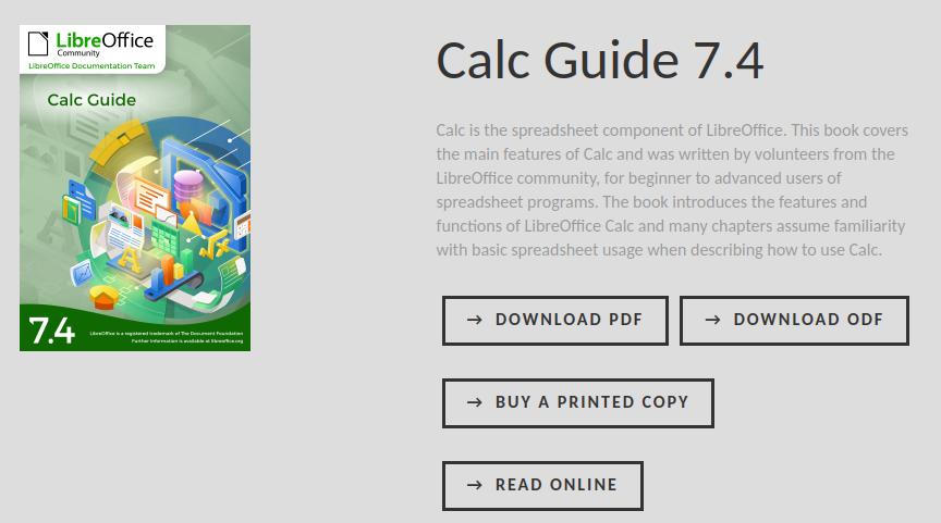 LibreOffice Calc Guide 7.4 wurde aktualisiert