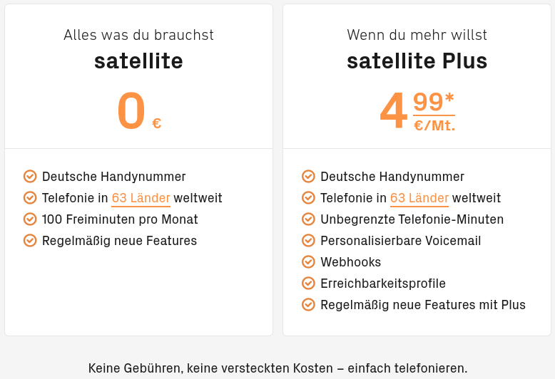 satellite – deutsche Nummer im Ausland + Telegram, WhatsApp