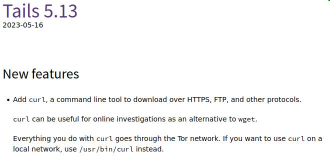 Tails 5.13 jetzt mit curl – LUKS2 als Standard für Persistent Storage