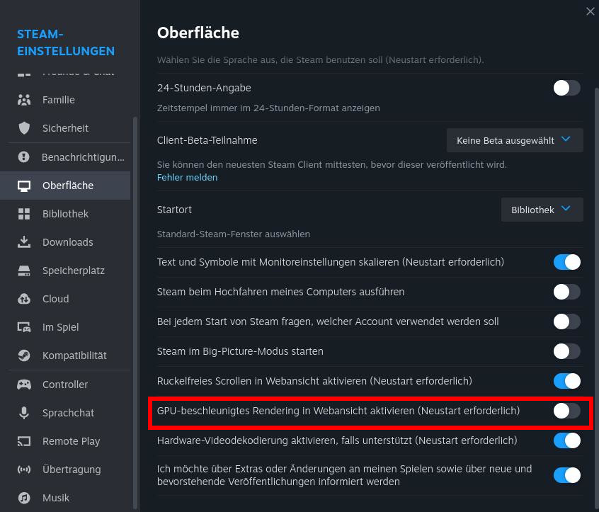 Steam-Client für Linux und macOS mit Hardware-Beschleunigung