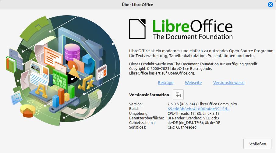 LibreOffice 7.6 Community – letzte nach diesem Versionsschema