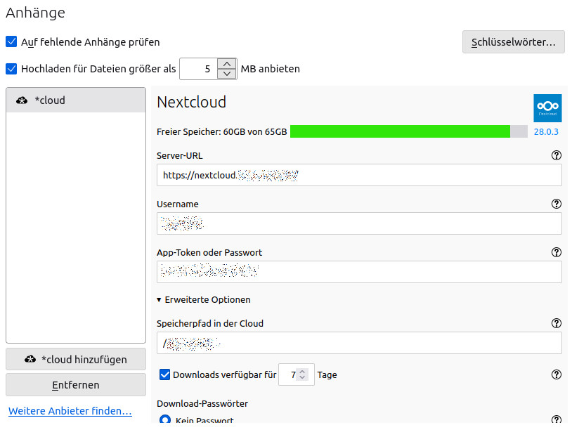 FileLink: Thunderbird mit Nextcloud nutzen – kurze Anleitung